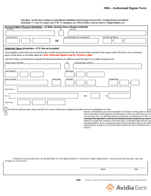 Fillable Online HSA - Authorized Signer Form Fax Email Print - pdfFiller