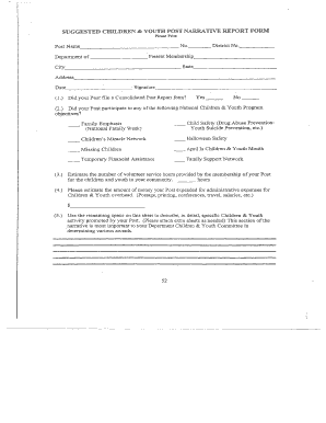 Fillable Online SUGGESTED CHILDREN & YOUTH POST NARRATIVE REPORT FORM ...