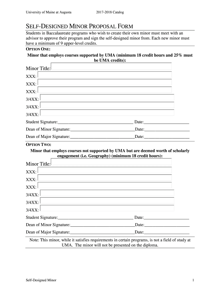 Fillable Online SELF-DESIGNED MINOR PROPOSAL FORM Fax Email Print ...