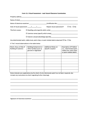Fillable Online 1 Visual Assessment - Lead Hazard Clearance Examination ...