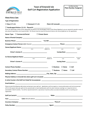Fillable Online Golf Cart Registration Application Fax Email Print ...