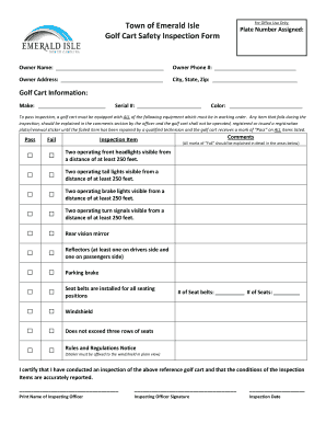 Fillable Online Golf Cart Safety Inspection Form Fax Email Print ...