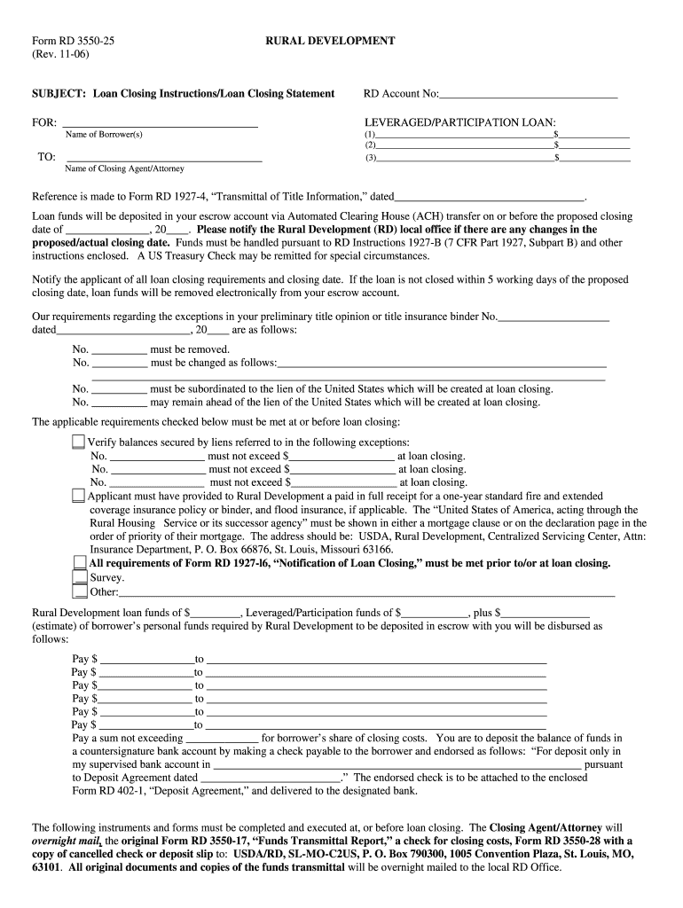 Fillable Online SUBJECT: Loan Closing Instructions/Loan Closing ...