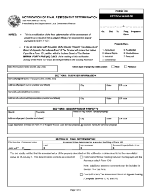 Fillable Online NOTIFICATION OF FINAL ASSESSMENT DETERMINATION Fax ...