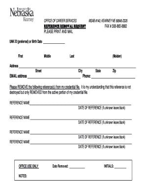 Fillable Online REFERENCE REMOVAL REQUEST Fax Email Print - pdfFiller