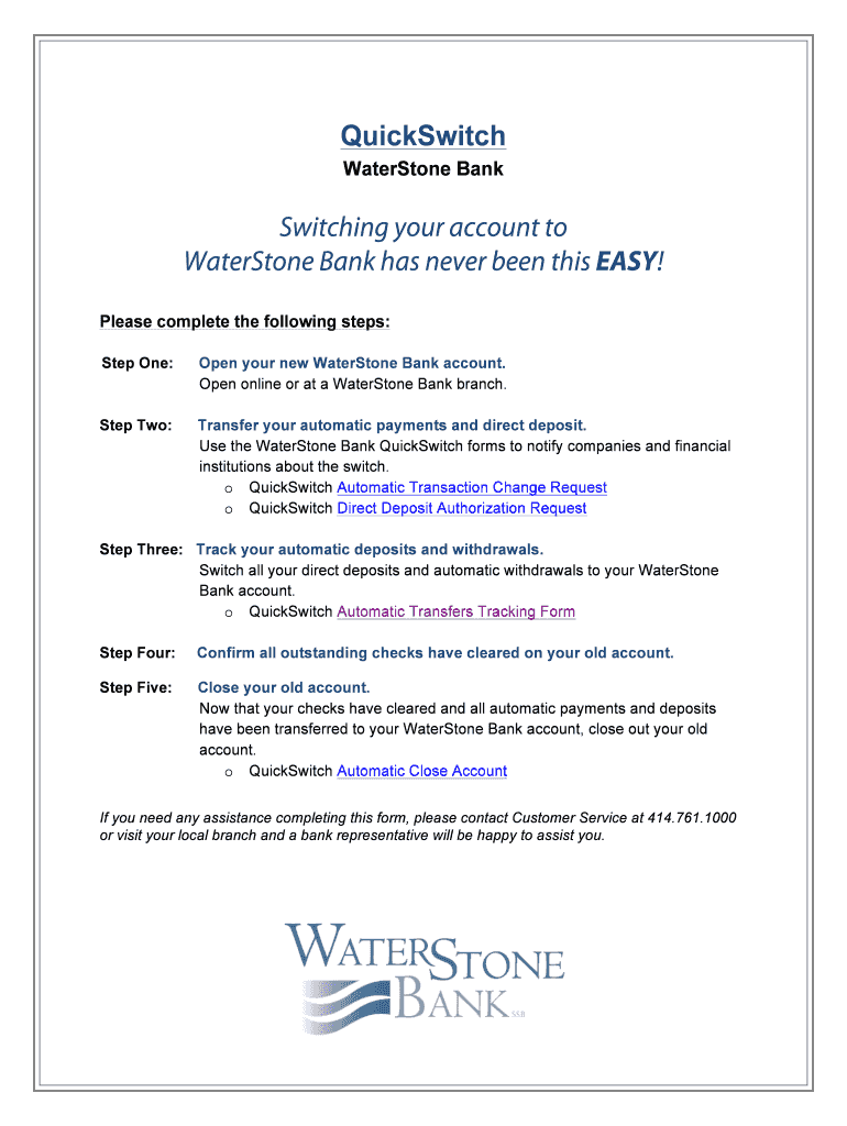 Fillable Online WaterStone Bank Fax Email Print - pdfFiller