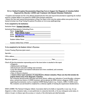 Fillable Online NCAA Medical Exception Documentation Reporting Form to ...