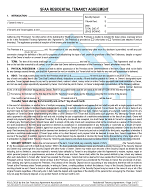 Fillable Online SFAA RESIDENTIAL TENANCY AGREEMENT Fax Email Print ...