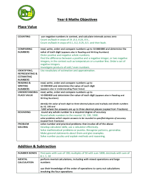Fillable Online Year 6 Maths Objectives Fax Email Print - pdfFiller
