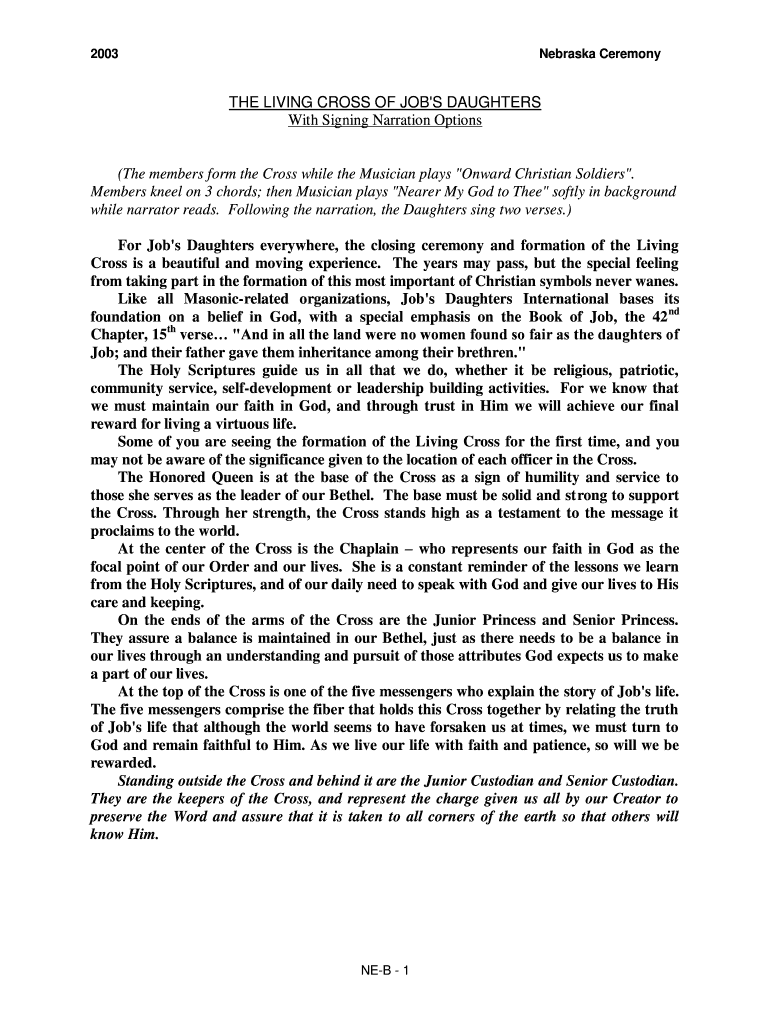 Fillable Online THE LIVING CROSS OF JOB'S DAUGHTERS Fax Email Print ...