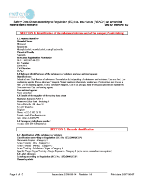 Fillable Online SDS ID: Methanol-EU Fax Email Print - pdfFiller