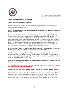 Fillable Online Taking the Foreign Service Officer Test Fax Email Print ...