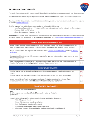 Acs Checklist - Fill Online, Printable, Fillable, Blank | pdfFiller