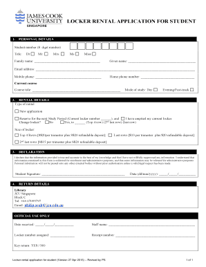 Fillable Online LOCKER RENTAL APPLICATION FOR STUDENT Fax Email Print ...