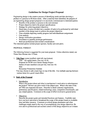 Fillable Online Guidelines for Design Project Proposal Fax Email Print ...