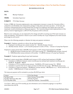 Fillable Online Merit Increase Letter Template for Employees ...