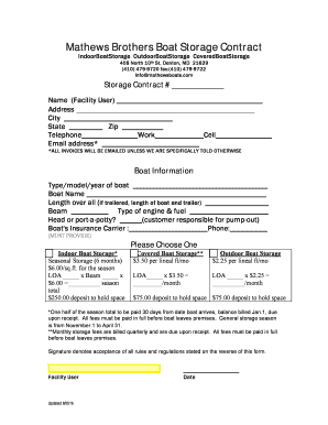 Fillable Online Mathews Brothers Boat Storage Contract Fax Email Print ...