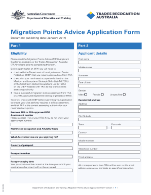 Fillable Online Migration Points Advice Application Form Fax Email ...