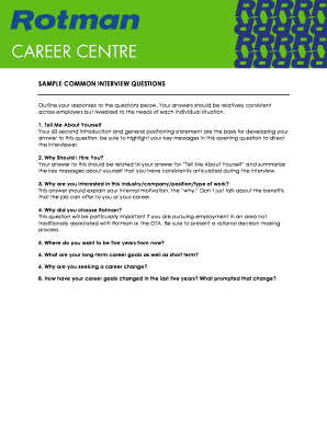 Fillable Online SAMPLE COMMON INTERVIEW QUESTIONS Fax Email Print ...