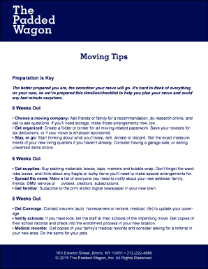 Fillable Online Moving Tips Fax Email Print - pdfFiller