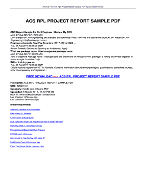 Fillable Online ACS RPL PROJECT REPORT SAMPLE PDF Fax Email Print ...
