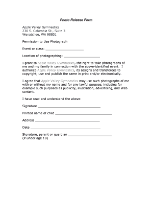 Fillable Online Sample Photo Release Form - Devonshire Church Fax Email ...