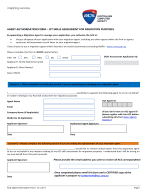 Fillable Online AGENT AUTHORISATION FORM ICT SKILLS ASSESSMENT FOR ...