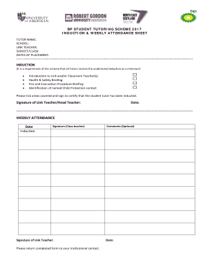 Fillable Online INDUCTION & WEEKLY ATTENDANCE SHEET Fax Email Print ...