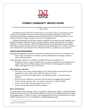Fillable Online STUDENT COMMUNITY SERVICE HOURS Fax Email Print - pdfFiller