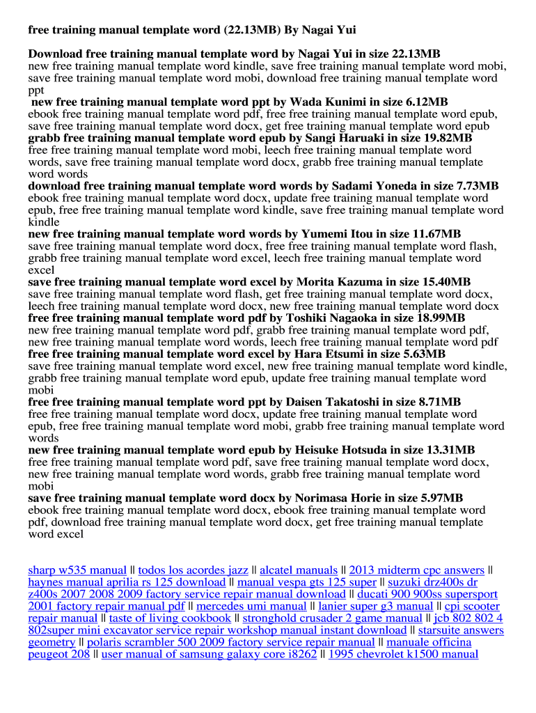 Fillable Online training manual template word Fax Email Print - pdfFiller