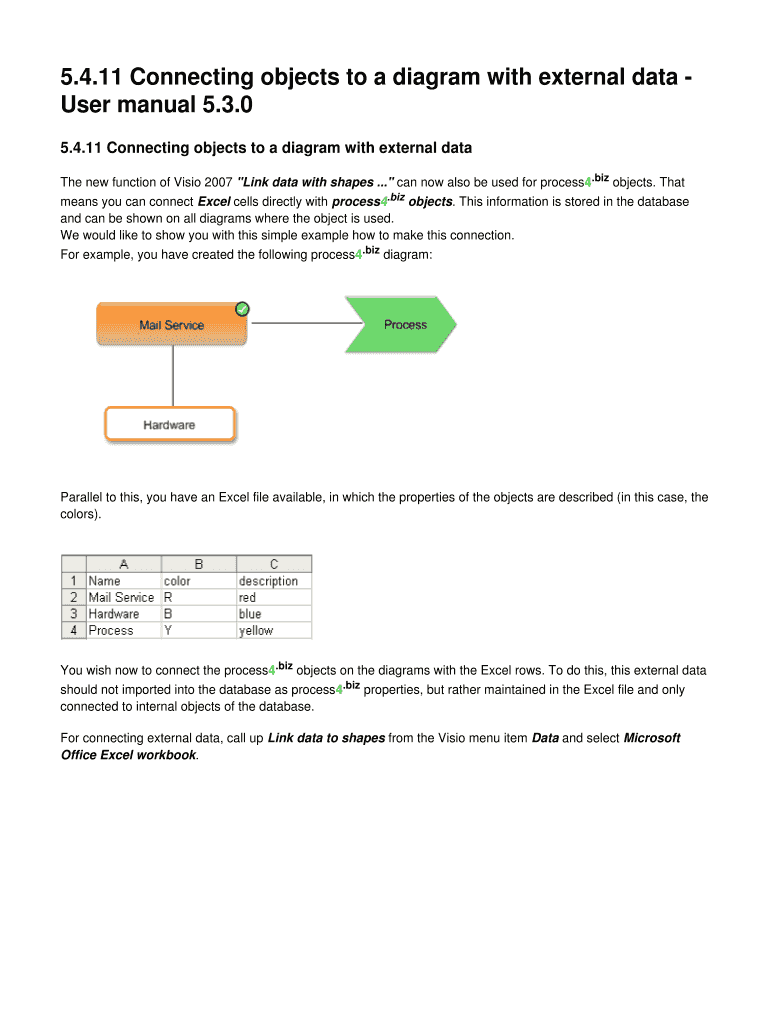 Fillable Online 11 Connecting objects to a diagram with external data User manual 5 Fax Email ...