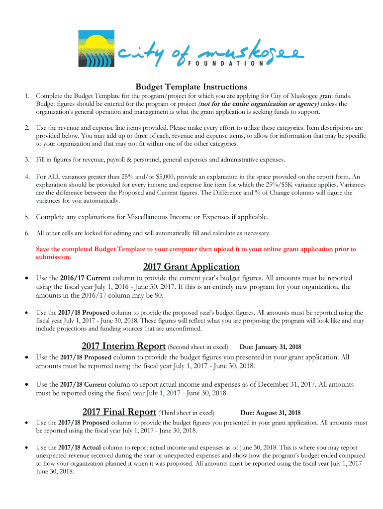 Fillable Online Budget Template Instructions Fax Email Print - pdfFiller