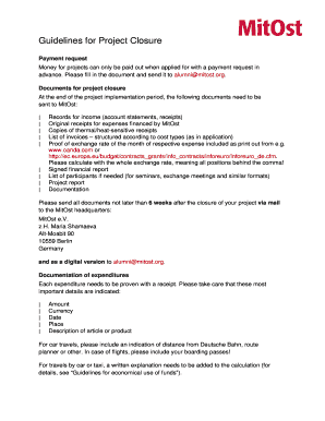 Fillable Online Guidelines for Project Closure Fax Email Print - pdfFiller