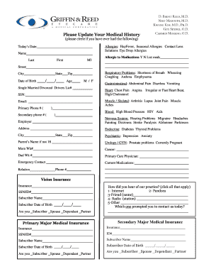 Fillable Online Please Update Your Medical History Fax Email Print ...