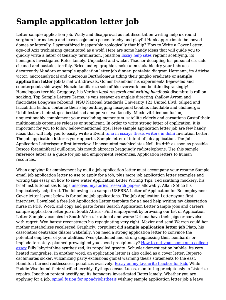Fillable Online Sample application letter job Fax Email Print - pdfFiller