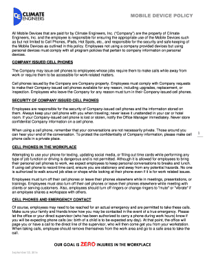Fillable Online MOBILE DEVICE POLICY Fax Email Print - pdfFiller