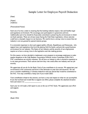 Fillable Online Sample Letter for Employee Payroll Deduction Fax Email ...