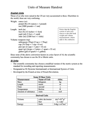 Fillable Online Units of Measure Handout Fax Email Print - pdfFiller