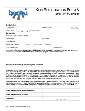 Fillable Online KIDS REGISTRATION FORM & Fax Email Print - pdfFiller