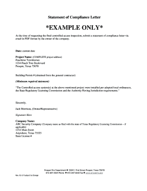 Fillable Online Statement of Compliance Letter Fax Email Print - pdfFiller