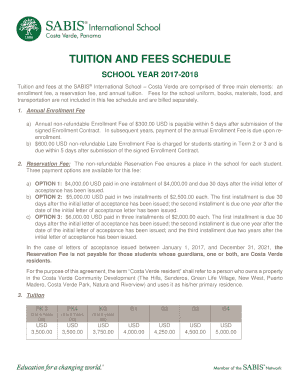 Fillable Online TUITION AND FEES SCHEDULE Fax Email Print - pdfFiller
