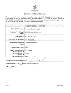 Fillable Online CONTRACT RENEWAL TEMPLATE 1 Fax Email Print - pdfFiller