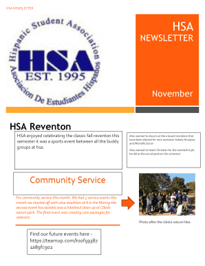 Fillable Online HSA NEWSLETTER Fax Email Print - pdfFiller