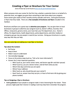 Fillable Online Creating a Flyer or Brochure for Your Center Fax Email ...