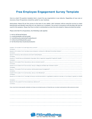 Fillable Online Free Employee Engagement Survey Template Fax Email ...
