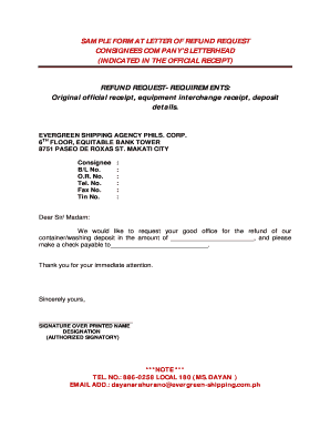 Fillable Online SAMPLE FORMAT LETTER OF REFUND REQUEST Fax Email Print ...