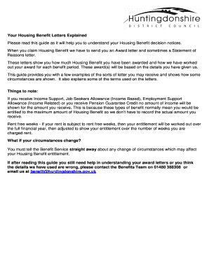 Fillable Online Your Housing Benefit Letters Explained Fax Email Print ...