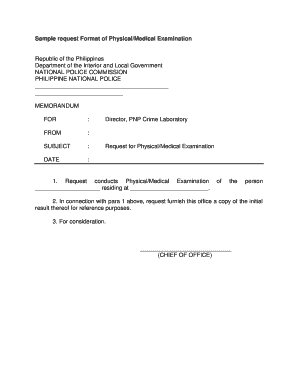 Fillable Online Sample request Format of Physical/Medical Examination ...