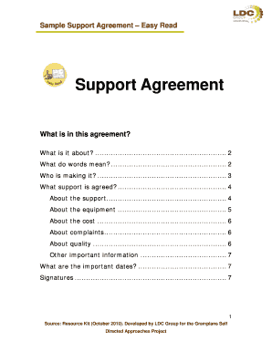 Fillable Online Sample Support Agreement Easy Read Fax Email Print ...