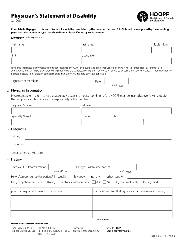 Fillable Online Physician's Statement of Disability Fax Email Print ...